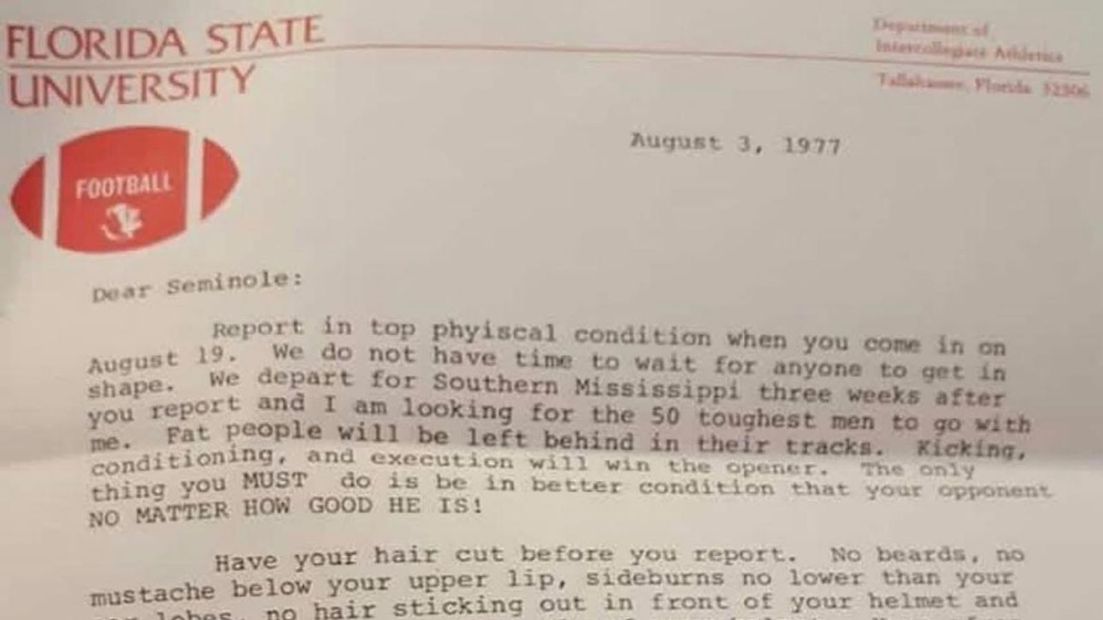 Resurfaced Bobby Bowden letter reveals college football's changes over ...